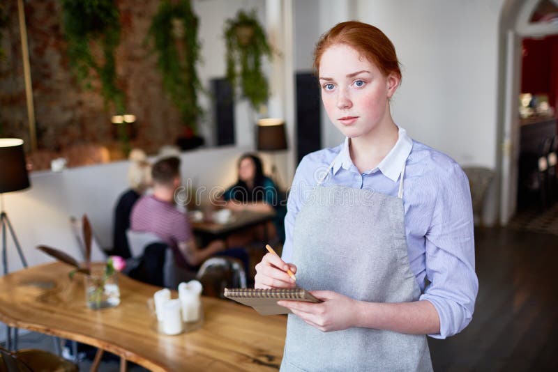 Taking order stock image. Image of redhair, waitress - 100510645
