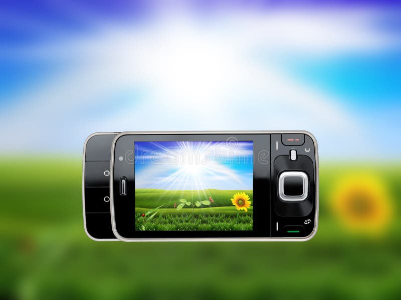 Taking Photo with Mobile Cell Phone - Landscape O Stock Illustration ...