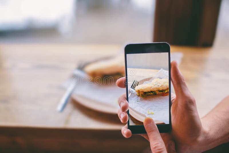 Taking Photo of Sandwich with Smart Phone Stock Image - Image of ...