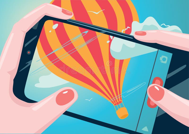 Taking picture of balloon stock vector. Illustration of backgrounds ...