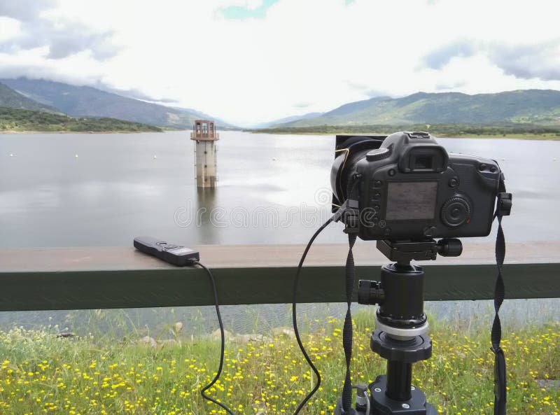 Taking a Picture of the Lake with a Full Frame Camera, Tripod and ...