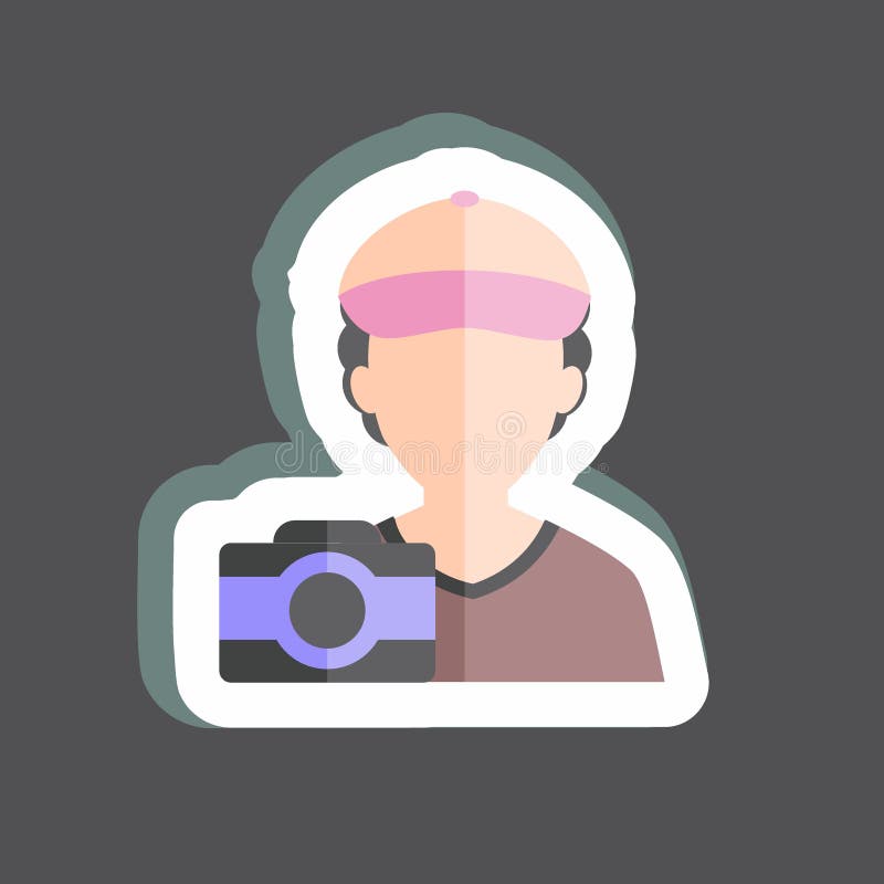 Taking Picture Sticker in Trendy Isolated on Black Background Stock ...