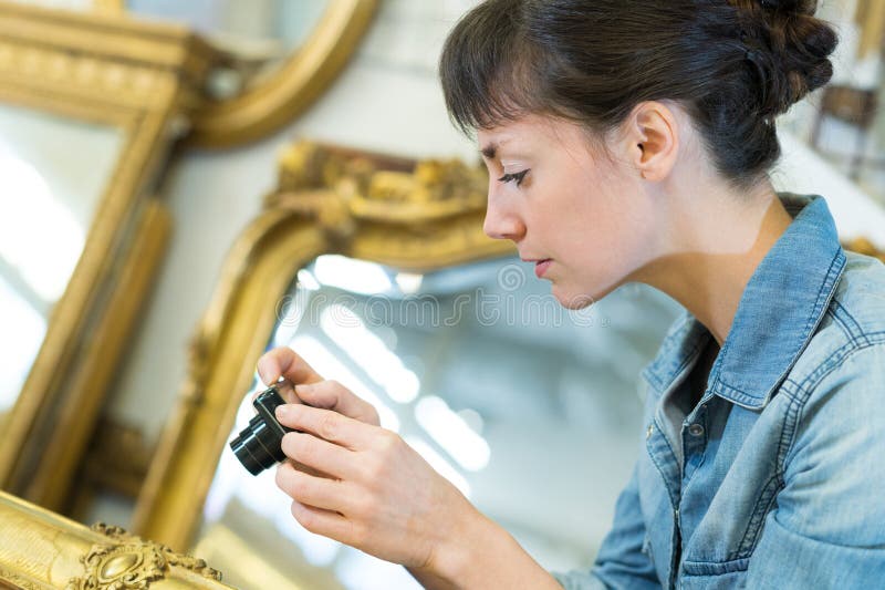 Taking Pictures Ancient Mirror Embellish Stock Image - Image of ...