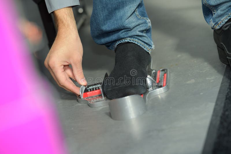 Taking Precise Shoe Measurement Stock Photo - Image of test, floor ...