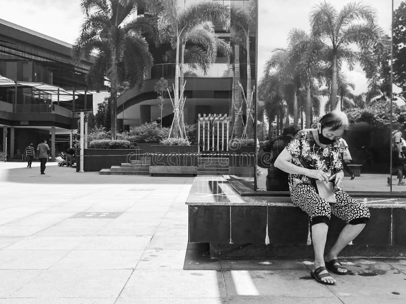 Taking a Rest in the Public. Editorial Photography - Image of geriatric ...