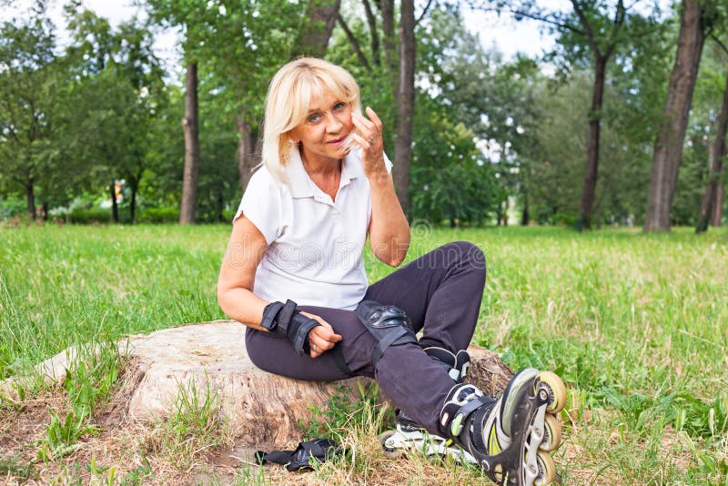 Taking a Rest after Recreation Stock Image - Image of rollerblade ...