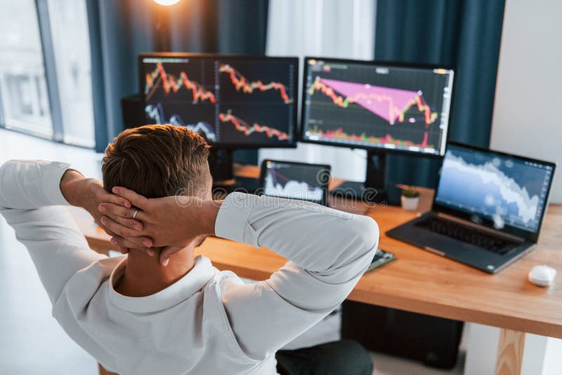 Taking a Rest. Young Businessman in Formal Clothes is in Office with ...