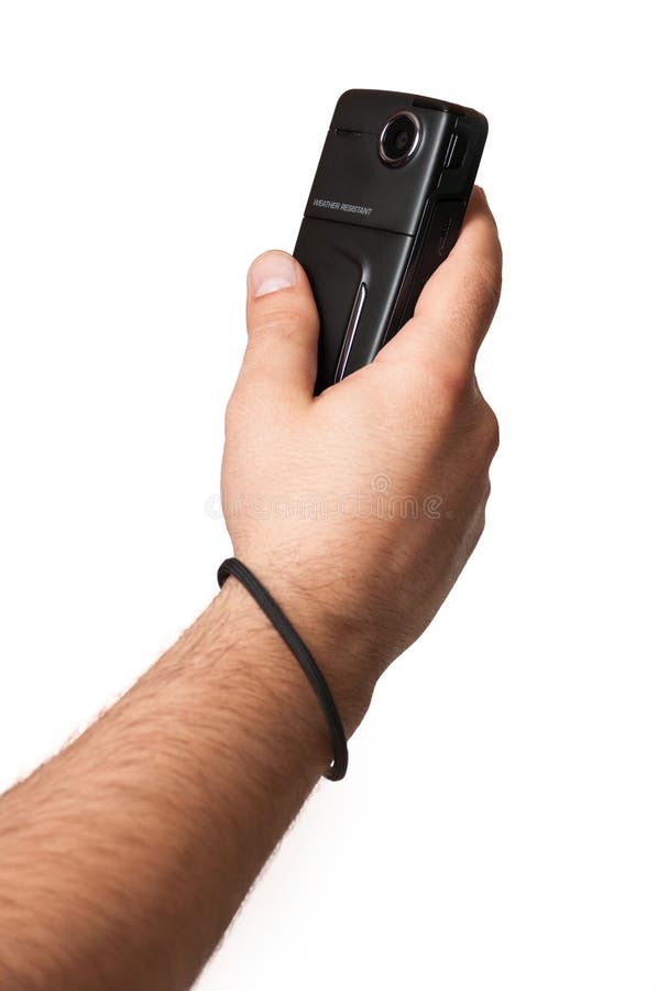 Filming with a Mini Video Camera Which is Also Water Resistant Stock ...