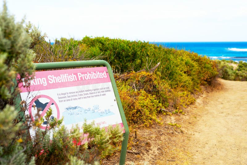 Shellfish Prohibited Sign Next To Resting Seagull Stock Image - Image ...