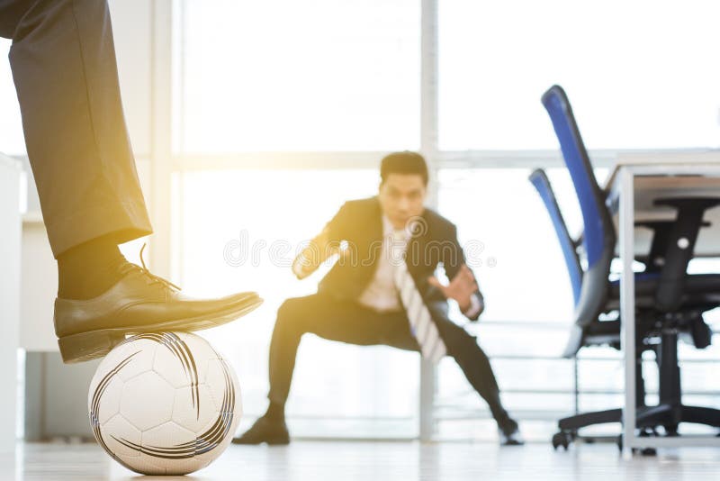 Playing Football at Workplace Stock Image - Image of meeting, suit ...