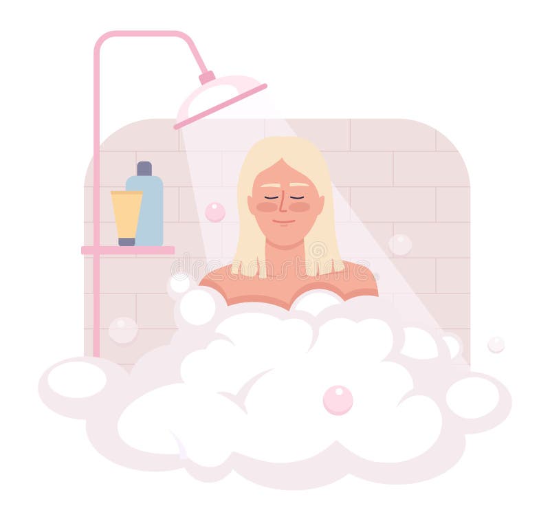 Taking Shower after Waking Up 2D Vector Isolated Illustration Stock ...