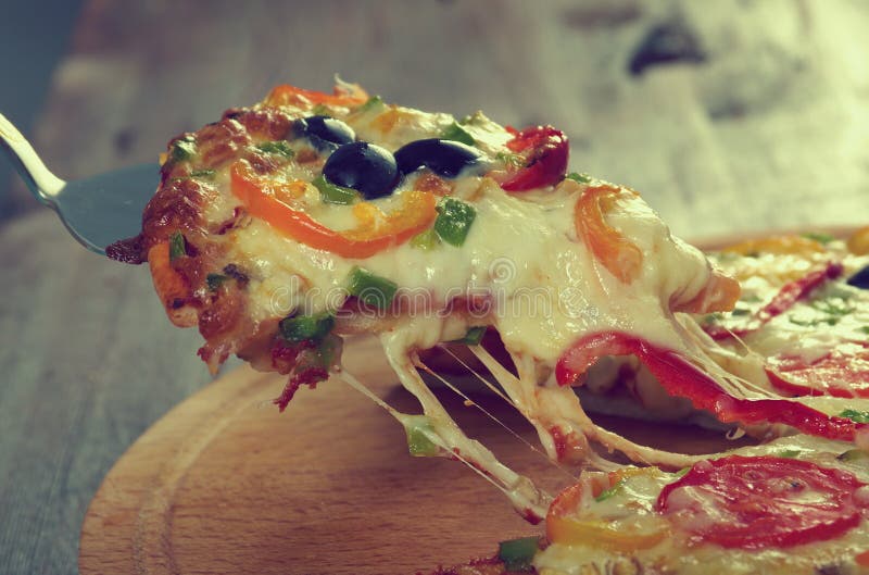 Taking Slice of Pizza,melted Cheese Dripping Stock Image - Image of ...