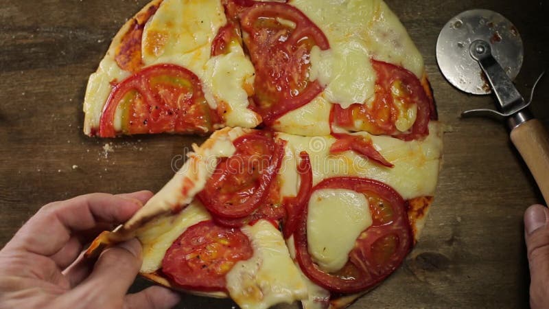 Taking Slice Of Pizza,melted Cheese Dripping Stock Video - Video of ...