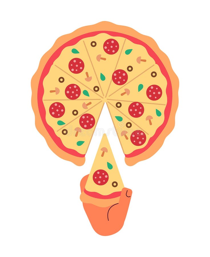 Taking Slice of Pizza Semi Flat Colour Vector First View Hand Stock ...