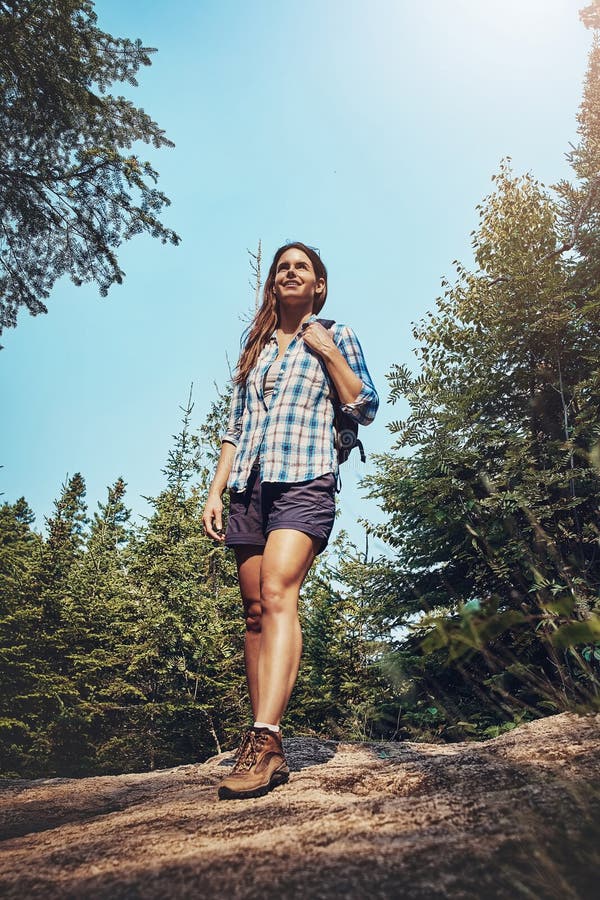 Taking a Solo Stroll through Nature. a Young Woman Going for a Hike ...