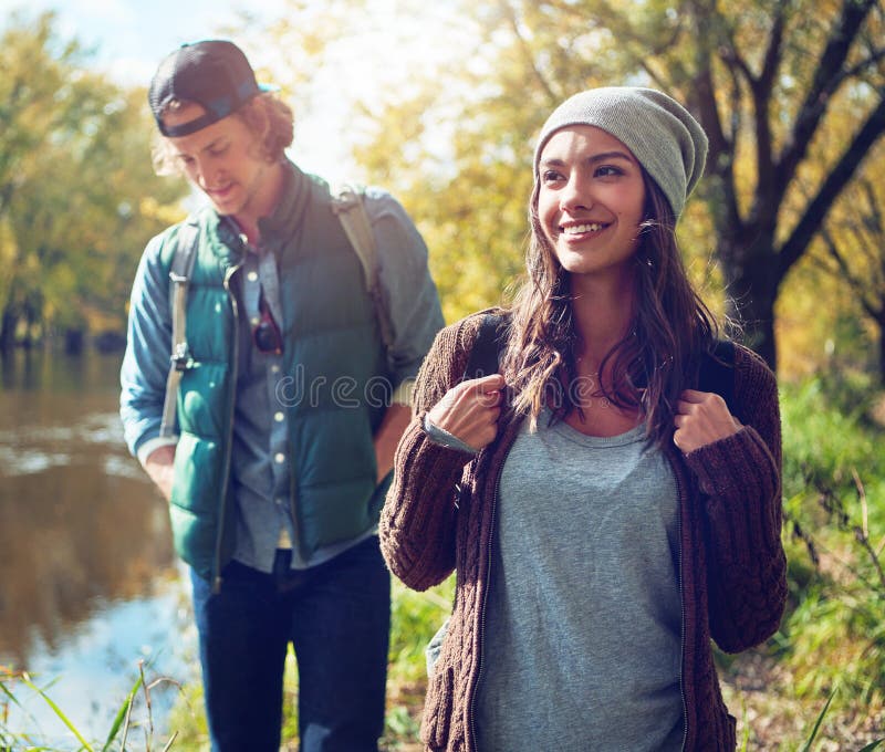 Taking a Stroll in the Woods. an Affectionate Young Couple Spending a ...