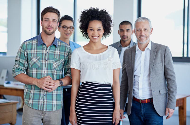 Taking Success. a Group of Happy Coworkers Standing in an Office. Stock ...