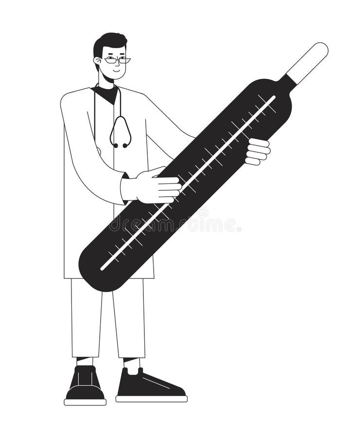 Taking Temperature Bw Concept Vector Spot Illustration Stock Vector ... Taking Temperature Bw Concept Vector Spot Illustration Stock Vector ...