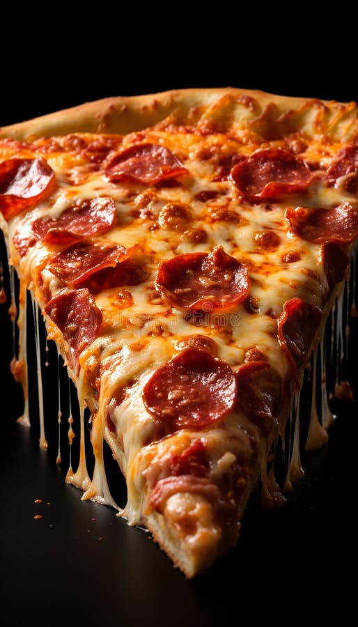 Taking a Triangular Portion of Creamy Pepperoni Pizza Stock ...