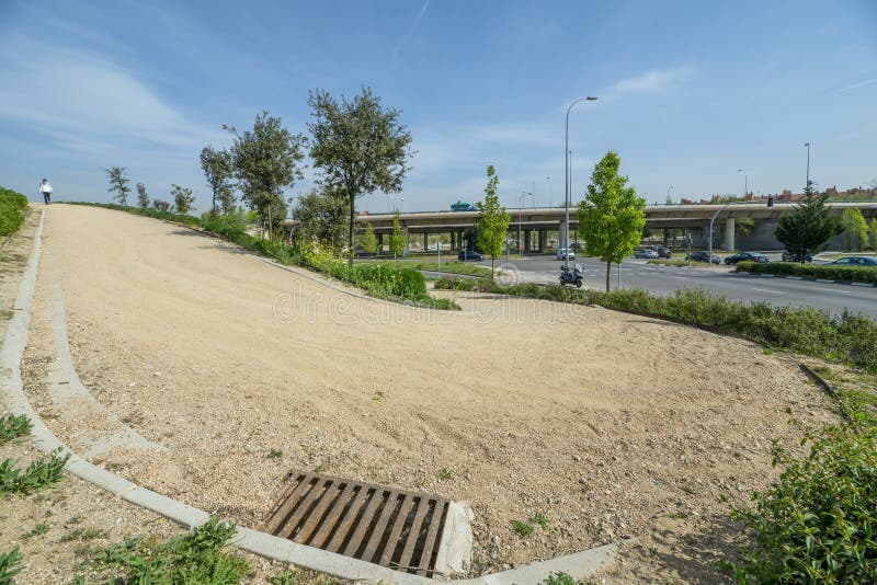 Taking a Walk in a New Urban Park with a Dirt Path Stock Photo - Image ...