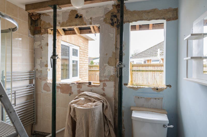 Taking Windows Out in the Bathroom Stock Photo - Image of structure ...