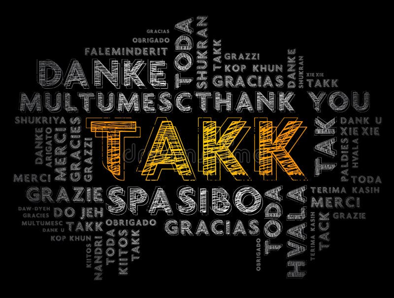 Takk (Thank You in Icelandic) Word Cloud Stock Illustration ...