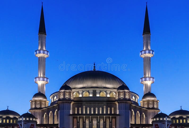 Taksim Mosque Front View at Night Stock Image - Image of cami ...
