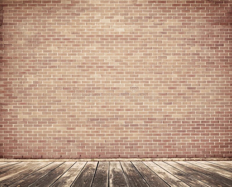 Tal Brick Wall with Wooden Floor Stock Photo - Image of broken, floor ...
