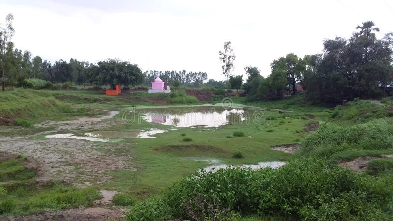 Talab and temple stock photo. Image of soil, temple - 189804234