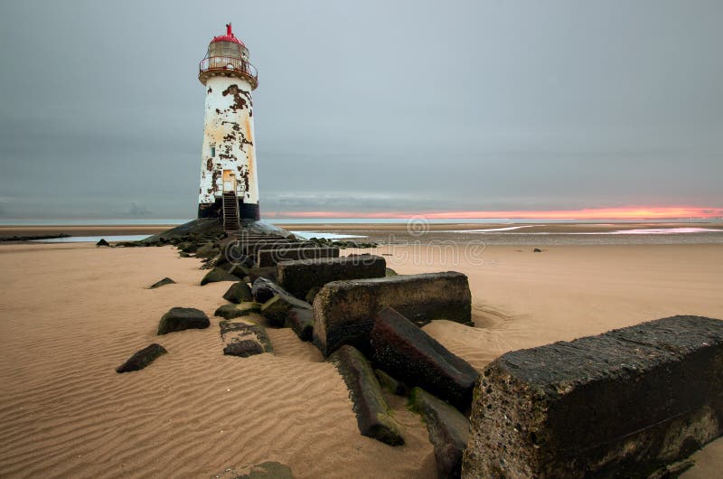 Talacre Lighthouse during the Golden Hour Stock Image - Image of surf ...