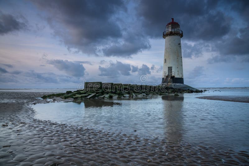 Talacre Lighthouse, Holywell at Sunset Stock Image - Image of dusk ...