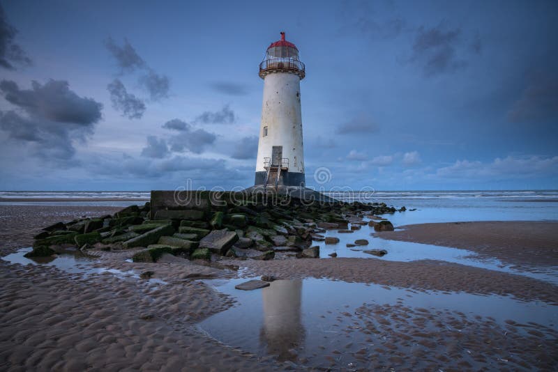 Talacre Lighthouse, Holywell at Sunset Stock Photo - Image of horizon ...