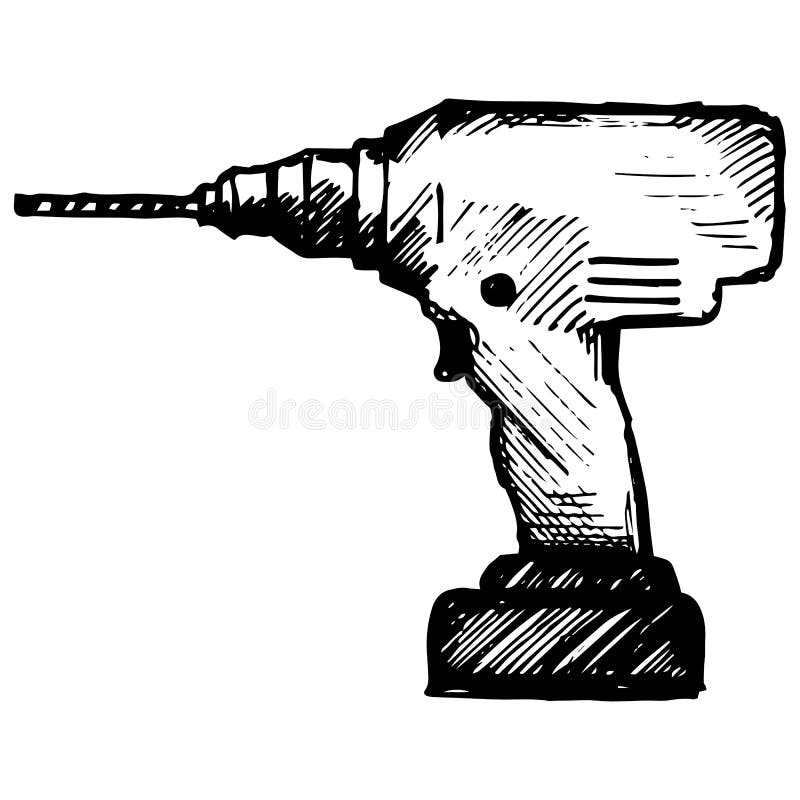 Taladro de mano ilustración del vector. Ilustración de herramienta ...