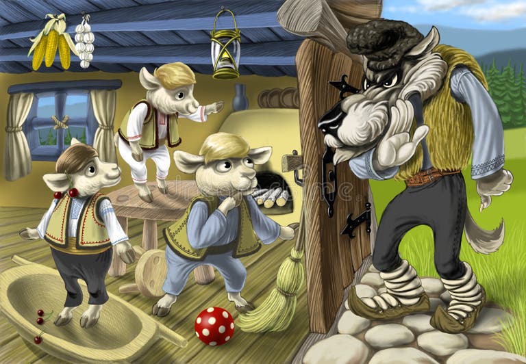 Goats Little Tale Three Wolf Stock Illustrations – 1 Goats Little Tale ...