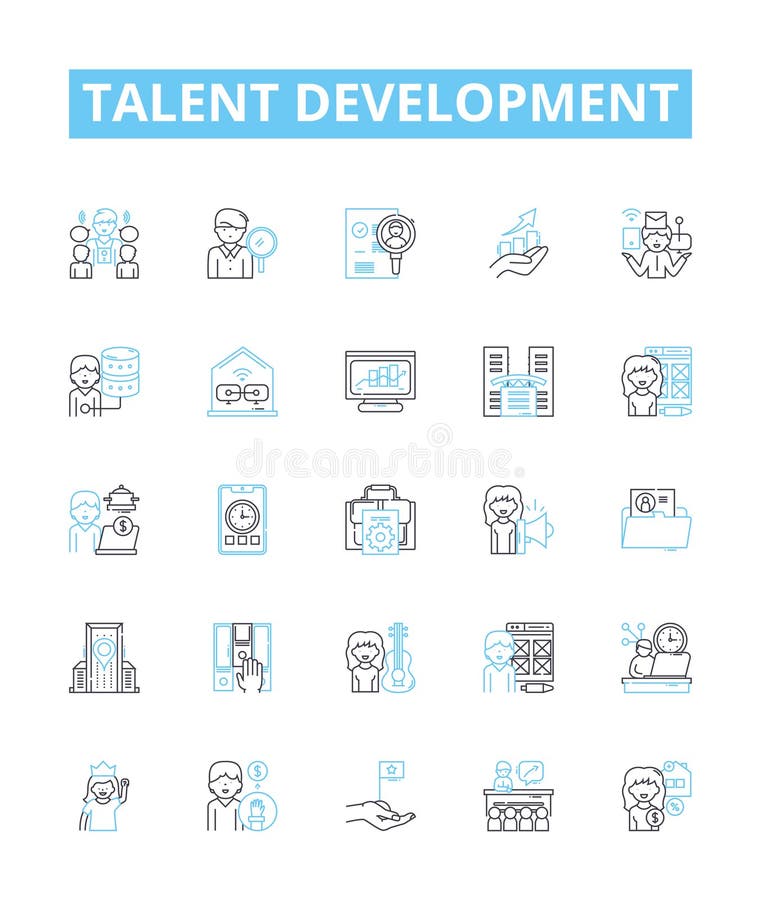 Talent Development Vector Line Icons Set. Education, Training, Coaching ...