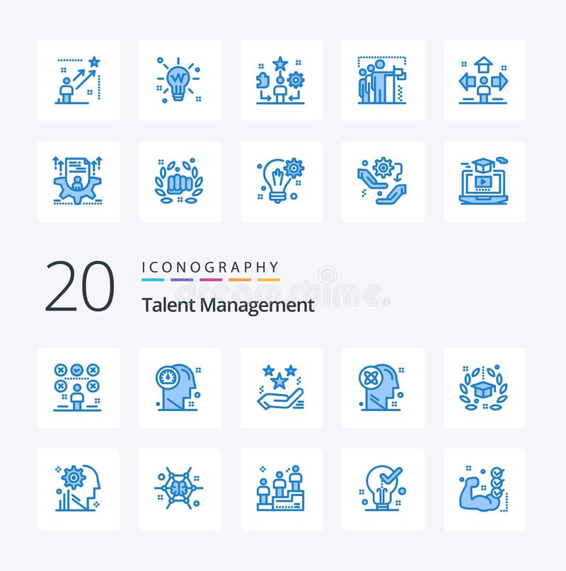 20 Talent Management Blue Color Icon Pack Like Processing User Human ...
