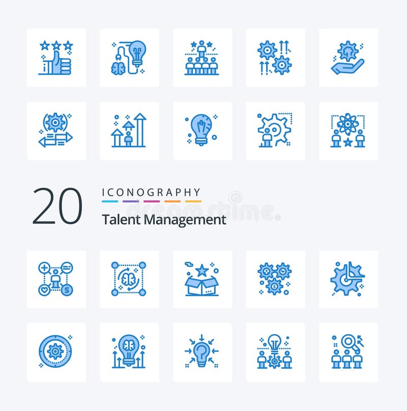 20 Talent Management Blue Color Icon Pack Like Setting Cog Brain ...
