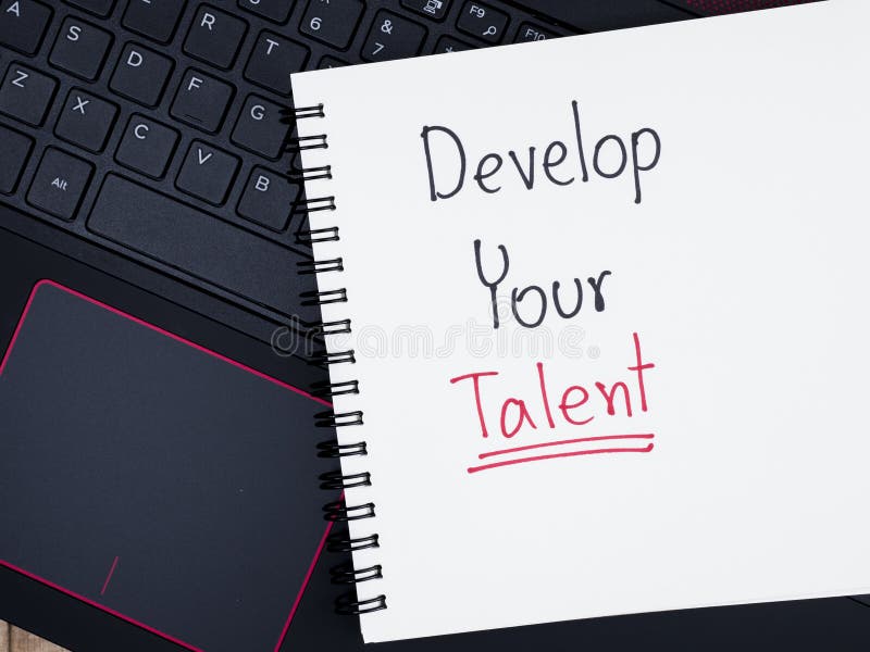Handwriting Develop Your Talent on Laptop Keyboard Stock Photo - Image ...