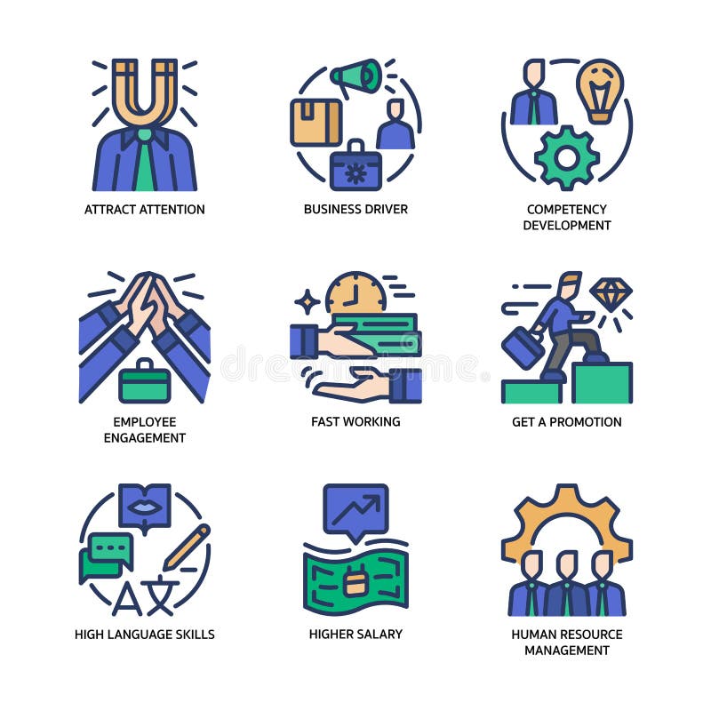 Talent Management Icon Set stock vector. Illustration of management ...