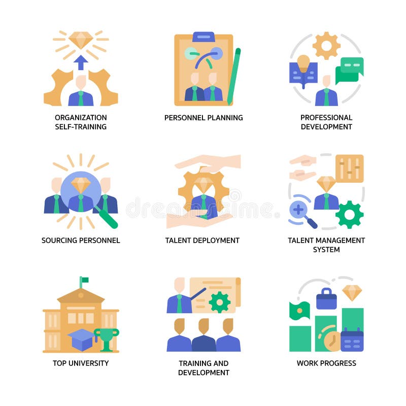 Talent Management Icon Set stock vector. Illustration of management ...
