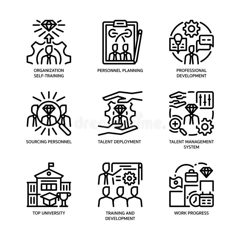 Talent Management Icon Set stock vector. Illustration of smart - 230643204