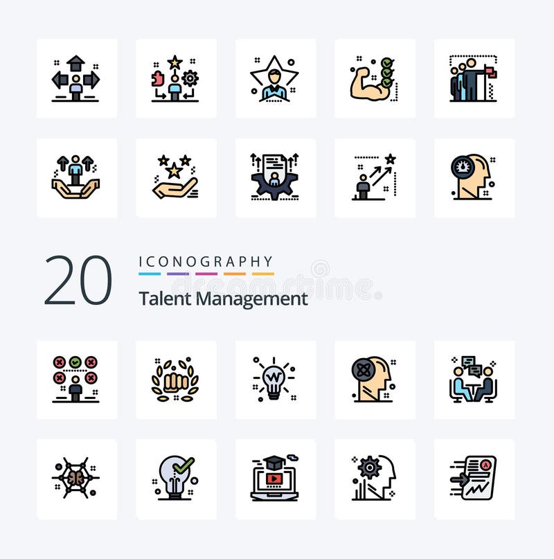 20 Talent Management Line Filled Color Icon Pack Like Processing User ...