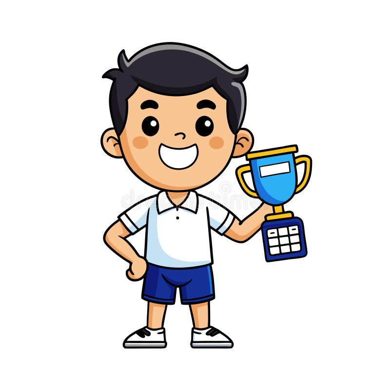 Talented Cartoon Boy Winning Math Challenge Stock Vector - Illustration ...