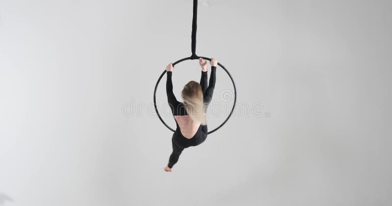 Aerial Hoop Show by a Talented Caucasian Dancer Stock Footage - Video ...