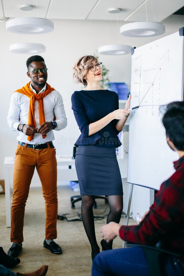 Talented Cheerful Female Making Training Lesson for Crew Stock Photo ...