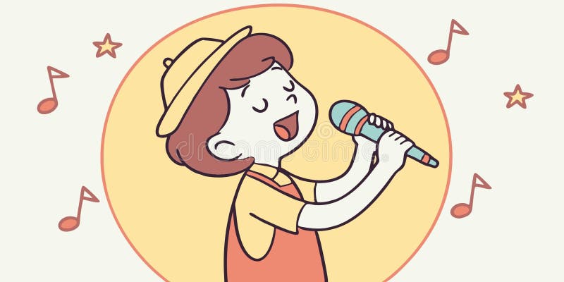 Talented Child Singing into a Microphone, Performance Art, Vector ...