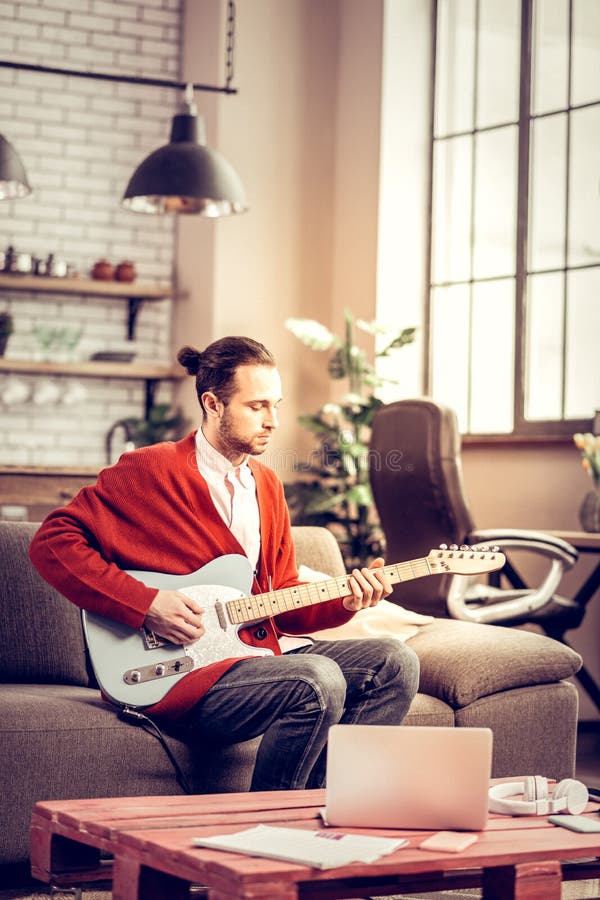 Talented Musician Having Inspiration Composing New Melody Stock Image ...