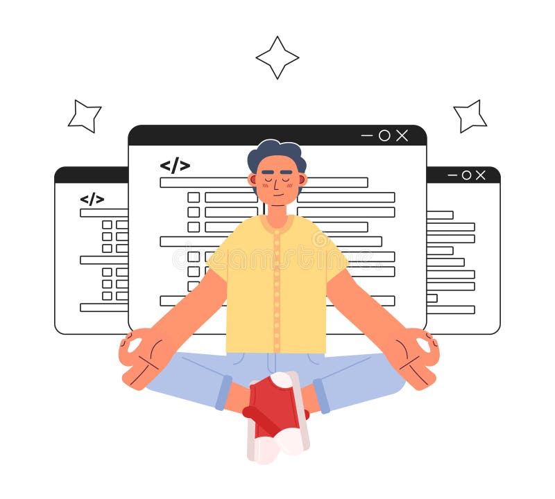 Talented Programmer Working Efficiently Line Concept Vector Spot ...