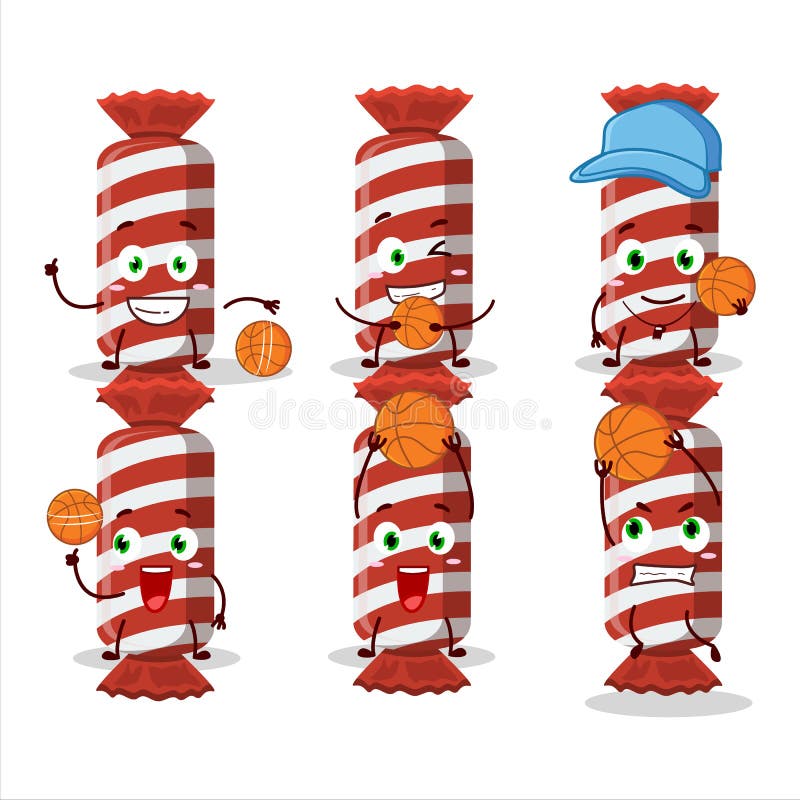 Talented Red Long Candy Package Cartoon Character As A Basketball