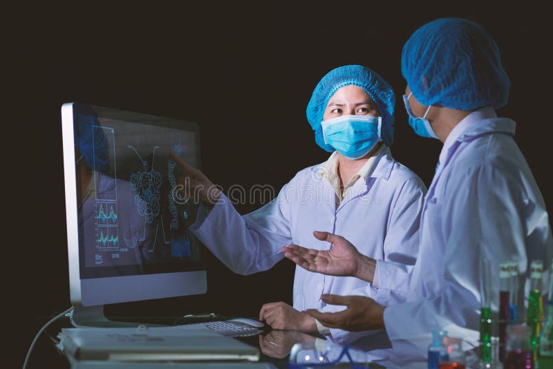 Asian Researchers Studying Statistic Data Stock Image - Image of ...